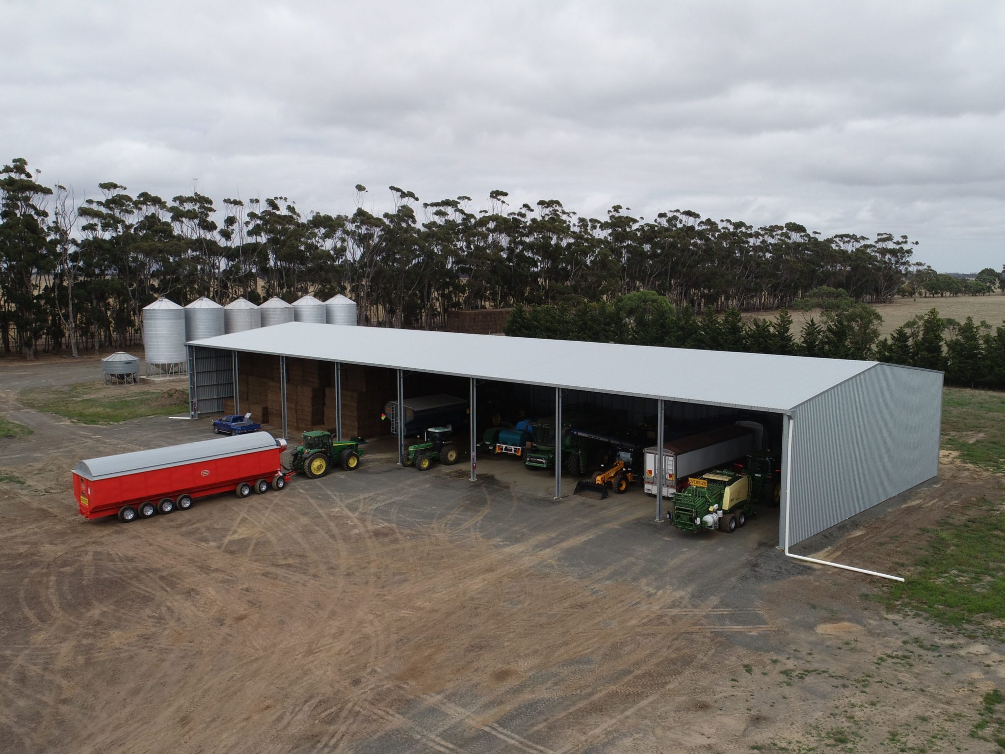 64m x 24m x 7.5m open-front machinery shed - Action Steel