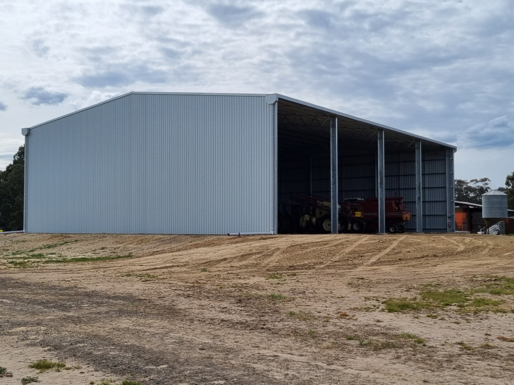 32m x 24m x 7.5m open-front machinery shed - Action Steel