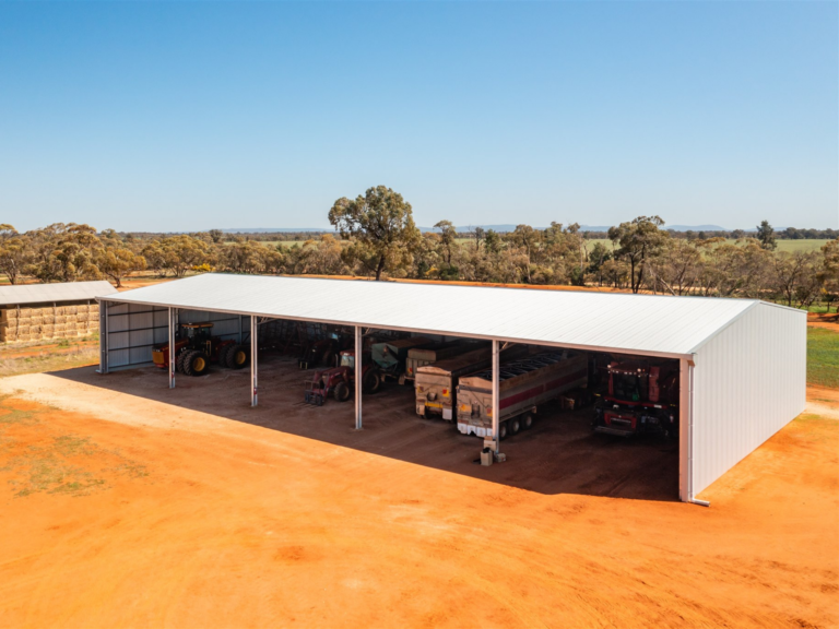 45m x 21m x 6m open-front machinery shed - Action Steel